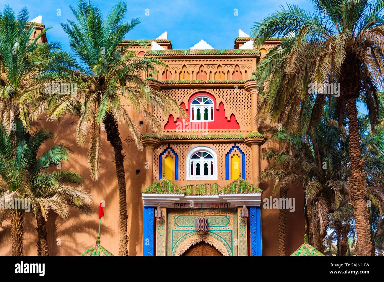 ZAGORA, MOROCCO - NOVEMBER 12, 2019: View of the facade of the hotel ...