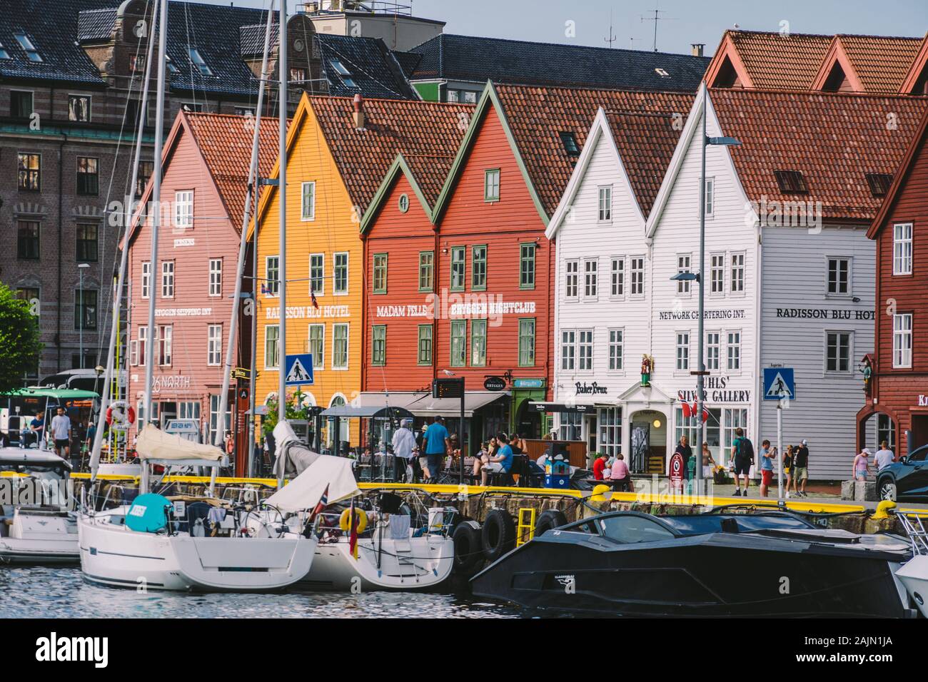 Bergen, Norway. View of historical buildings in Bryggen. Hanseatic ...