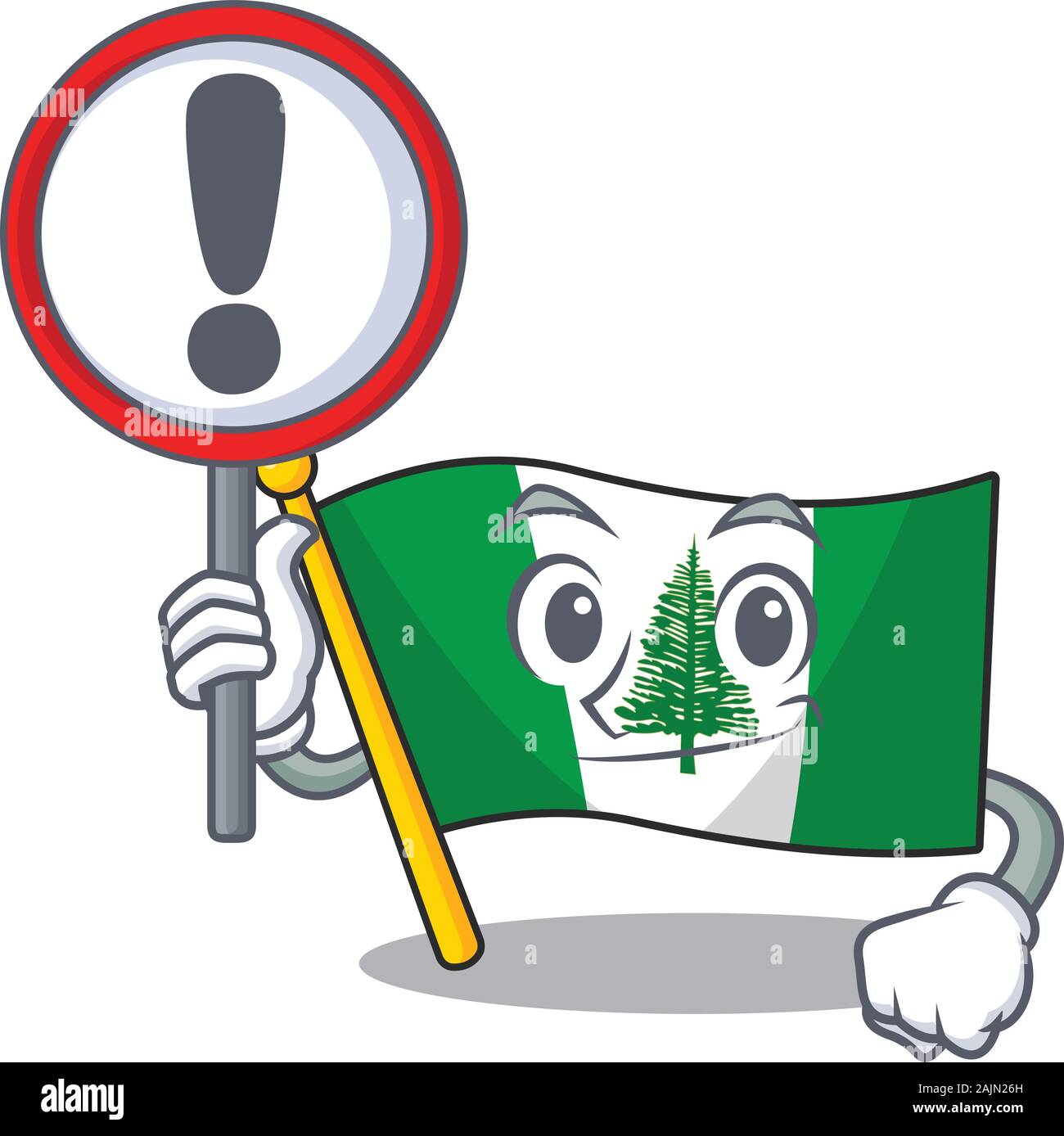 cool and funny flag norfolk island raised up a sign Stock Vector Image ...