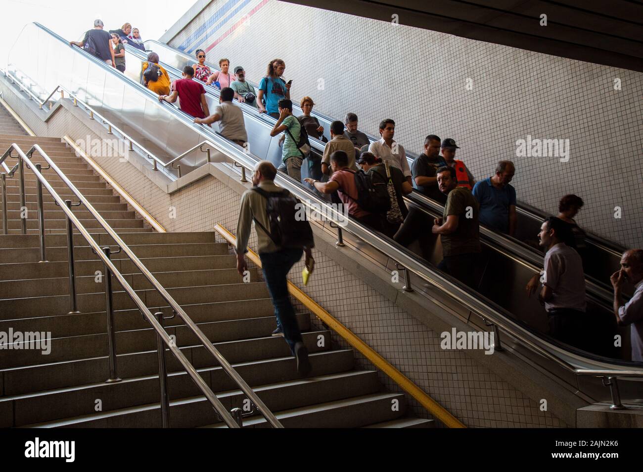 Basmane, Izmir / Turkey - 08/29/2019: Basmane Subway Station. People ...