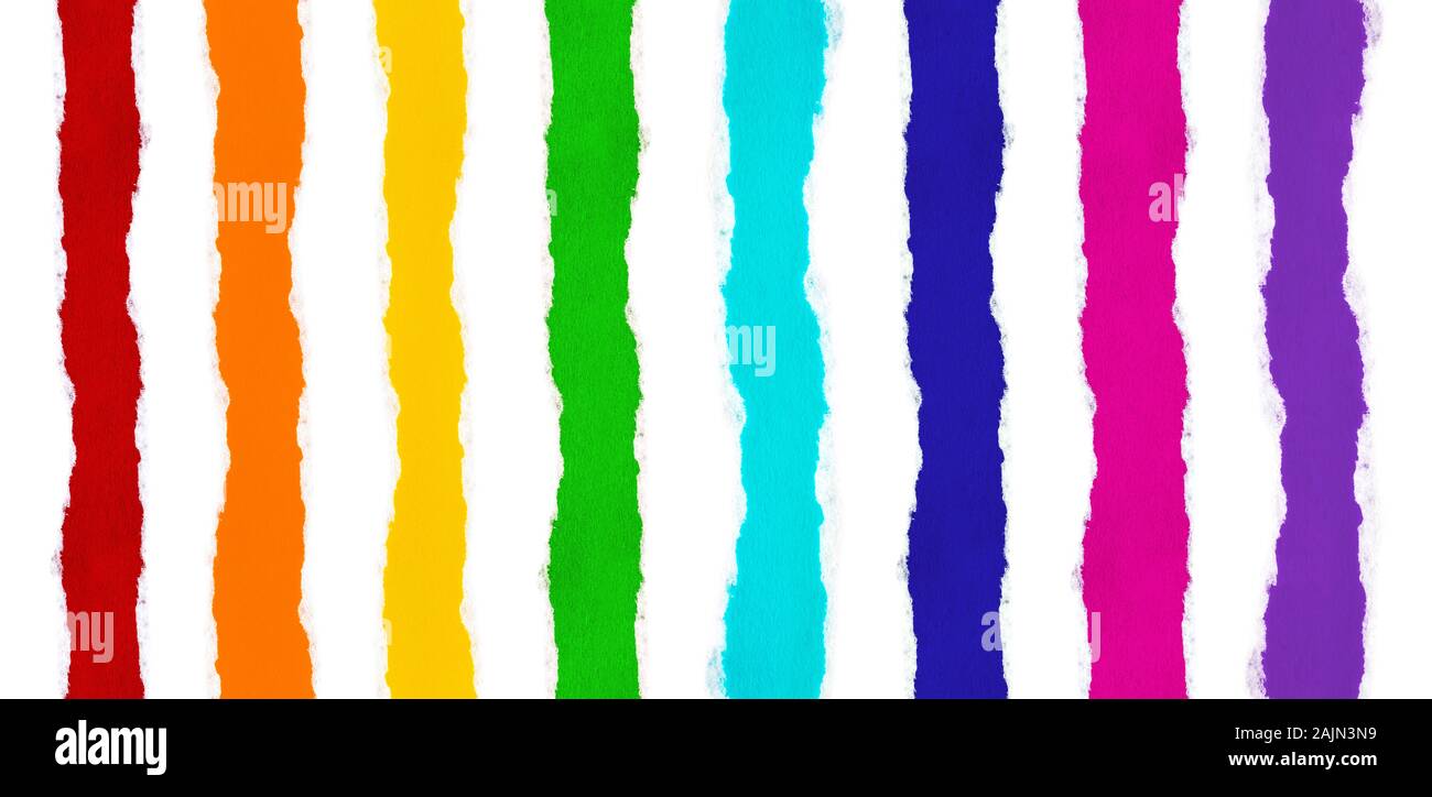 Strips of multi-colored colorful paper, all colors of the rainbow and ...