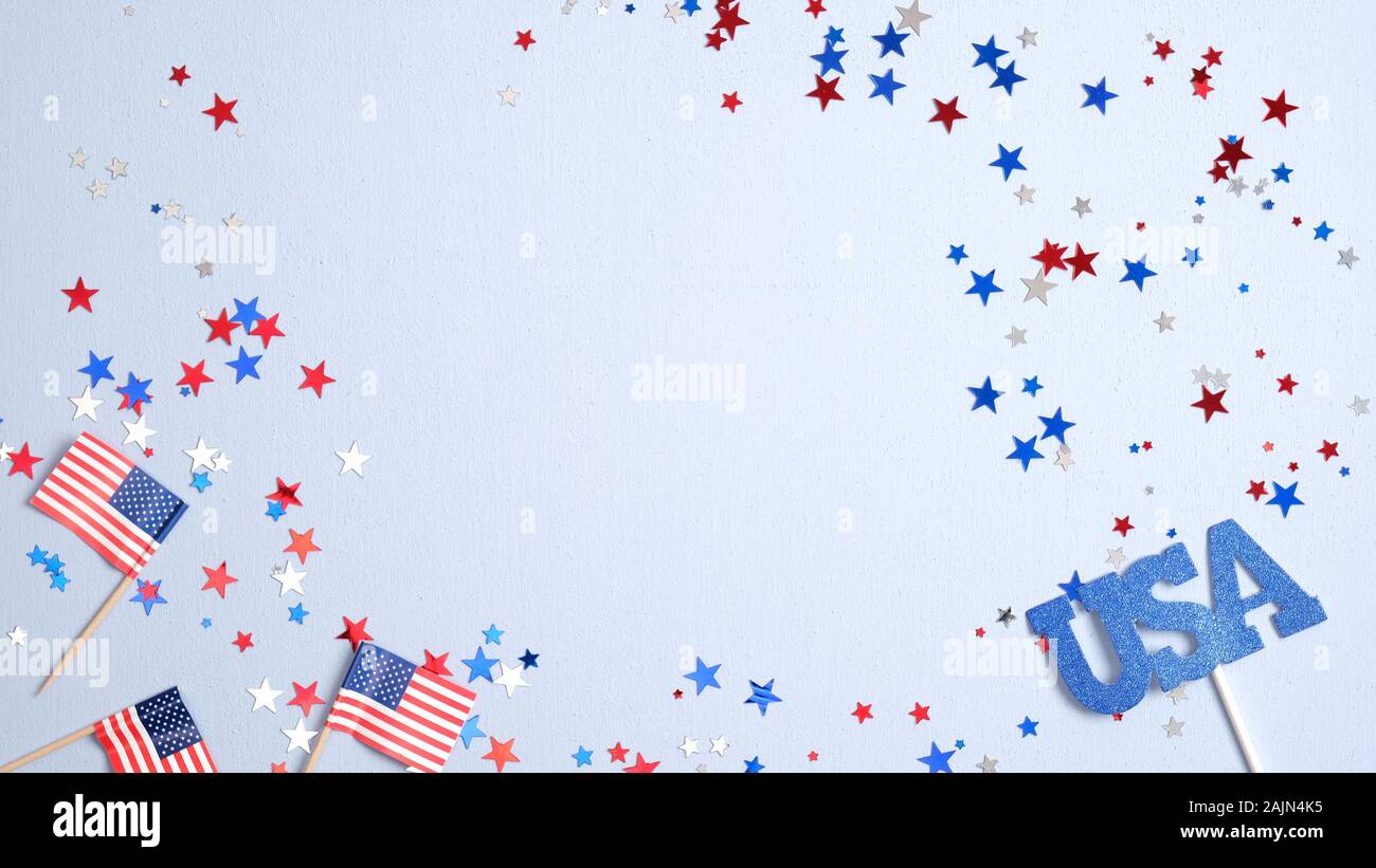 Happy Presidents Day banner mockup with American flags and confetti ...