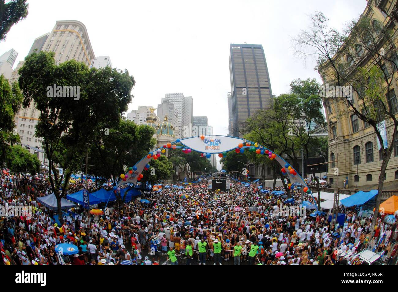 Rio de Janeiro, March 5, 2011. Revelers crowd the streets of the city ...
