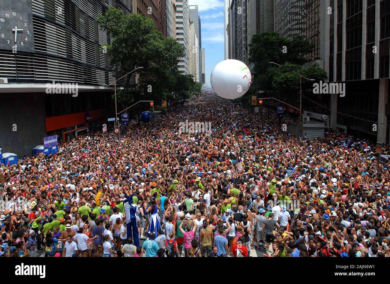Rio de Janeiro, March 5, 2011. Revelers crowd the streets of the city ...