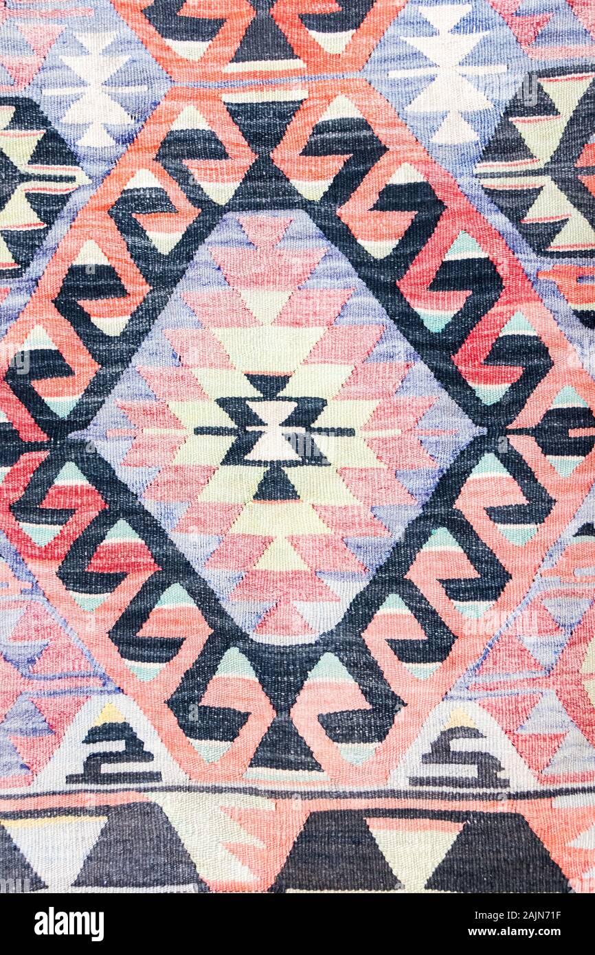 Turkish carpet design of colours and squares Stock Photo - Alamy