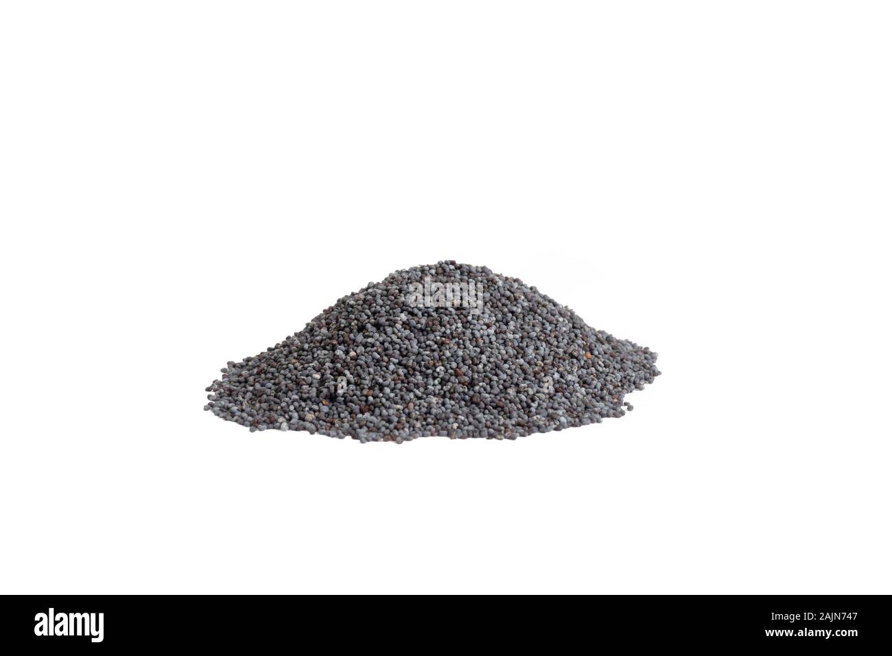 blue poppy seeds heap isolated on white background. food ingredient ...