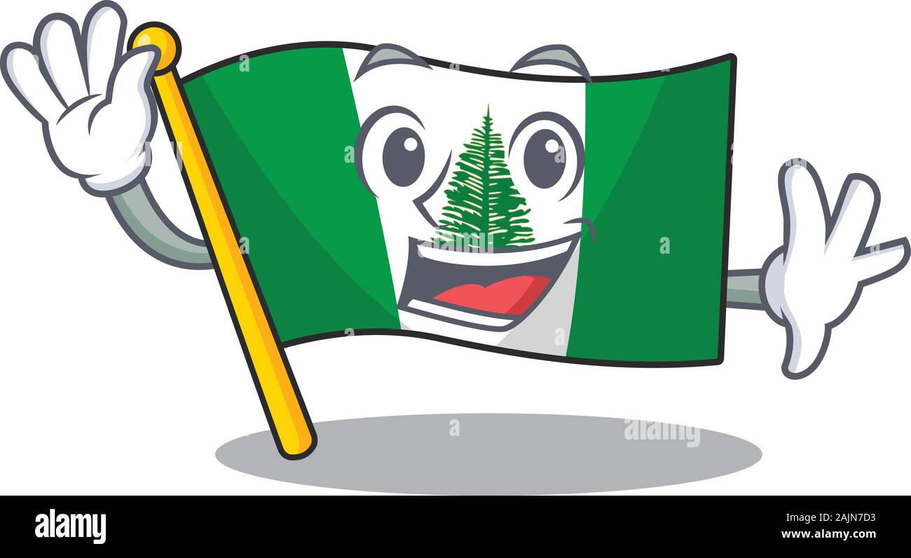 Waving friendly flag norfolk island cartoon character design Stock ...