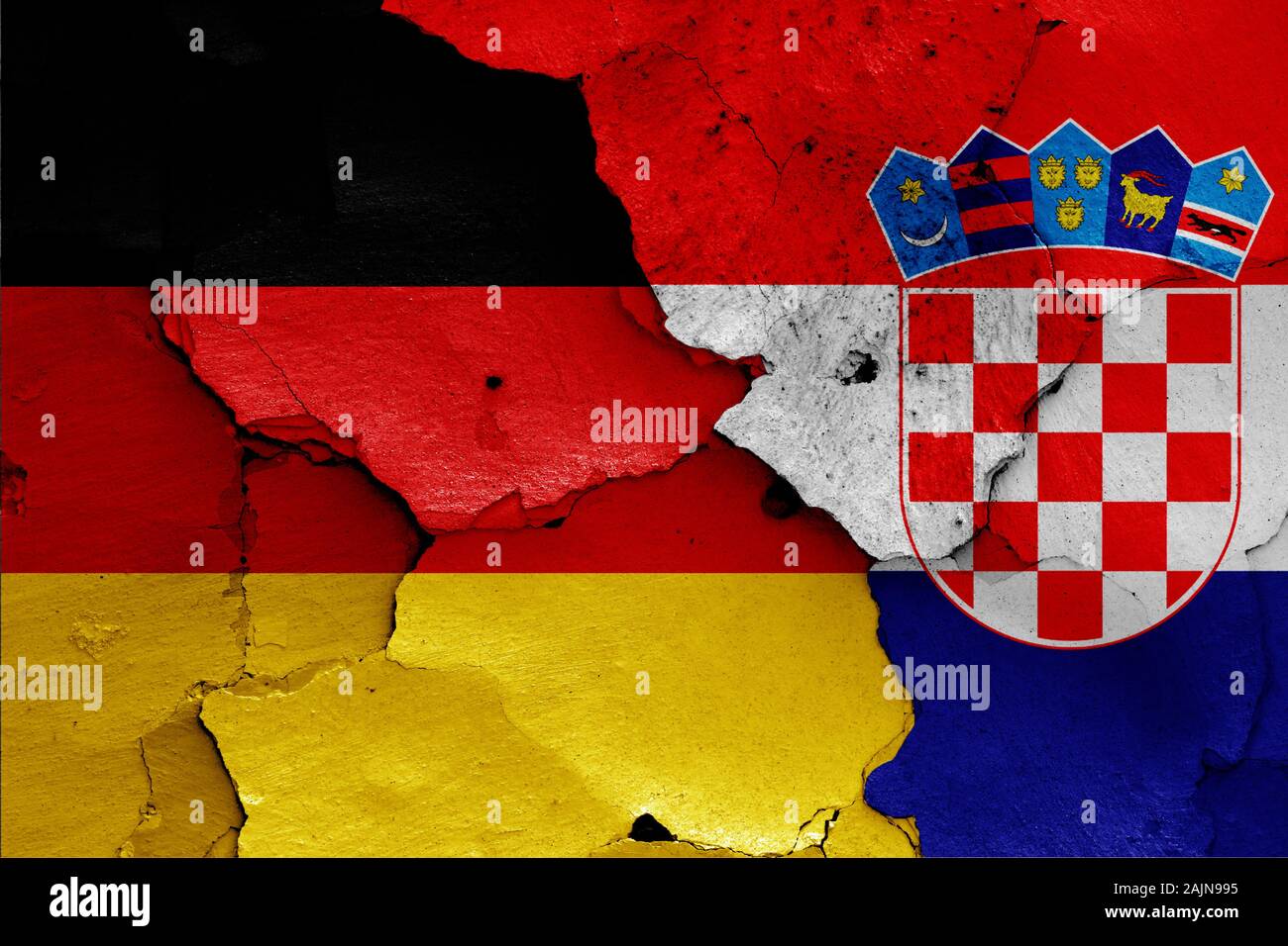 flags of Germany and Croatia painted on cracked wall Stock Photo - Alamy