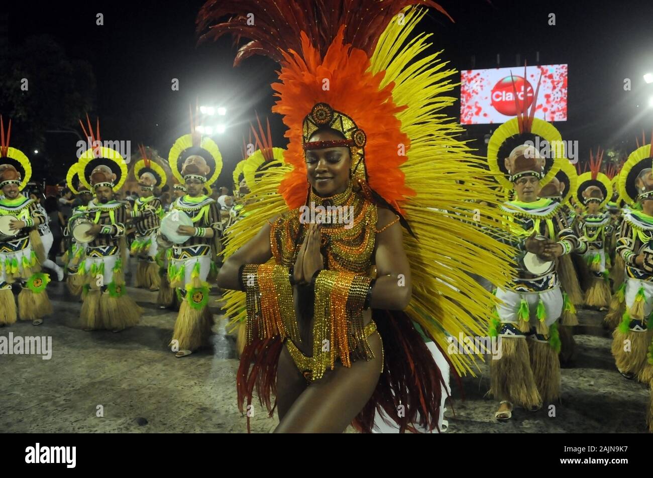 Rio de Janeiro, Brazil, February 26, 2017. Samba schools parade during ...
