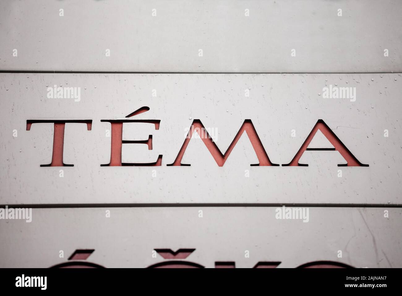 PRAGUE, CZECHIA - NOVEMBER 2, 2019: Logo of Tema Casopis Magazine in ...