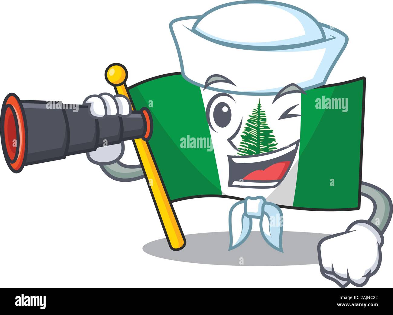 Flag norfolk island cartoon happy Sailor style with binocular Stock ...