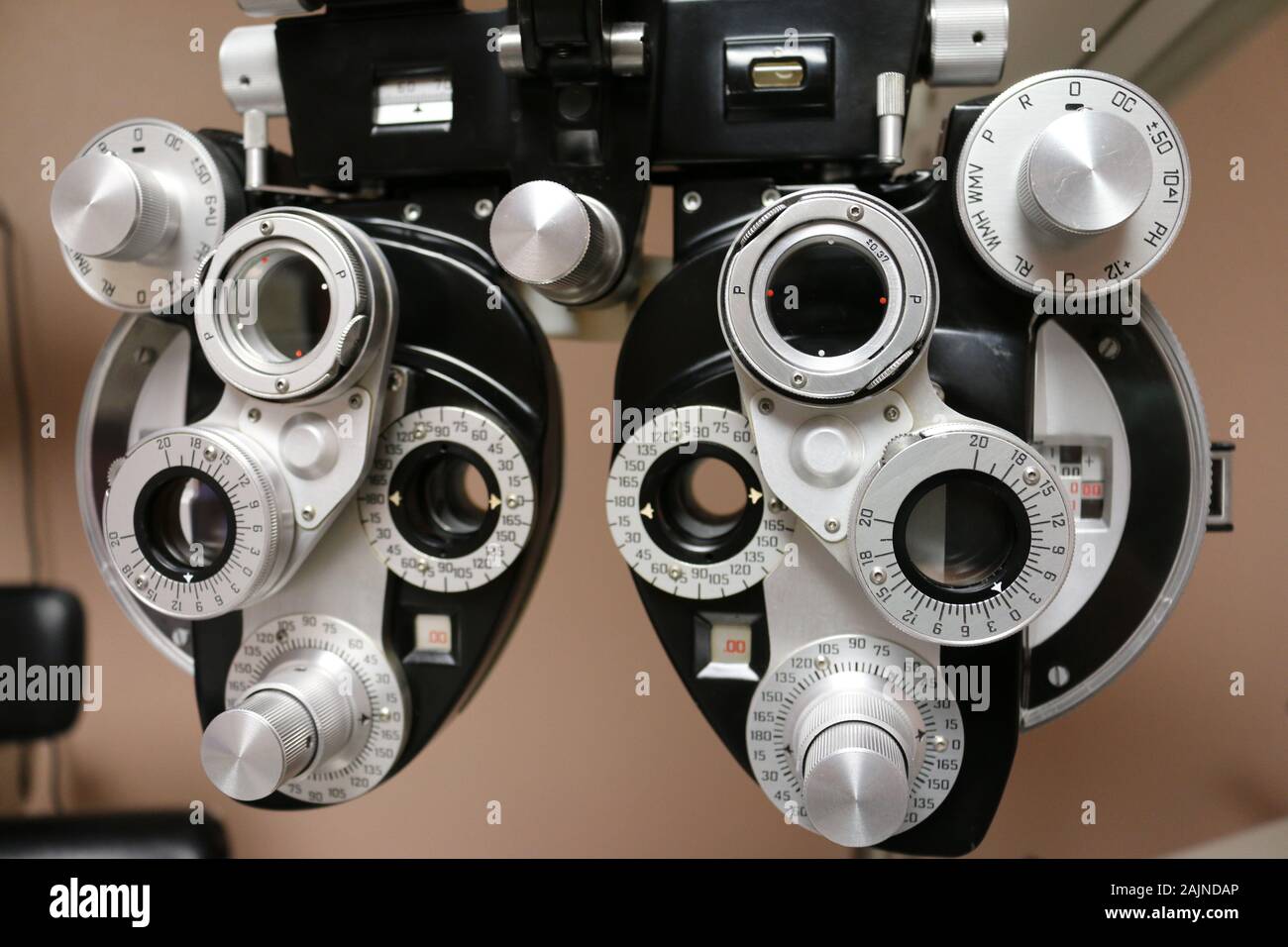 Close View of Phoropter Dials for Eye Exam Optometry Equipment Stock ...