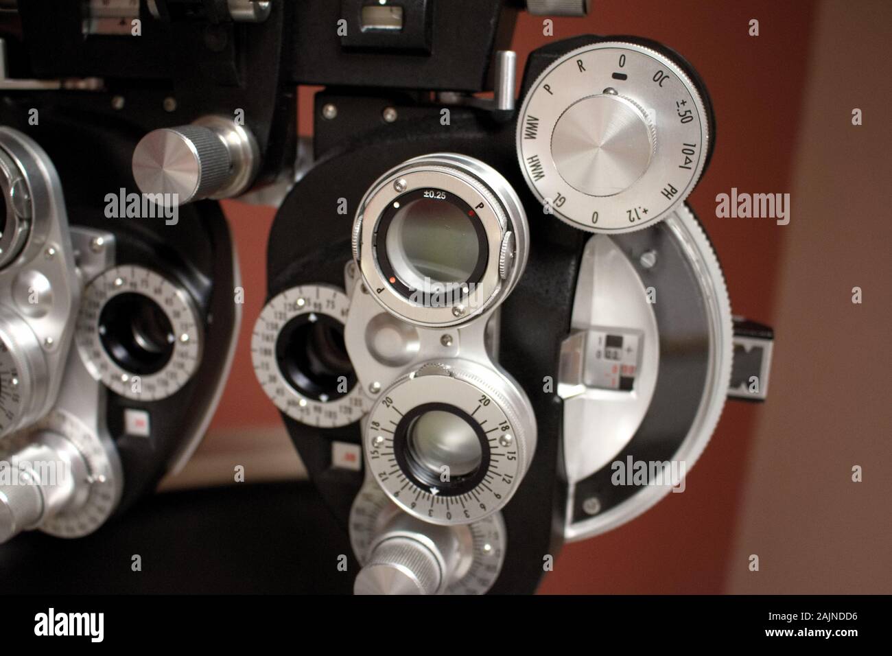 Close View of Phoropter Dials for Eye Exam Optometry Equipment Stock Photo - Alamy