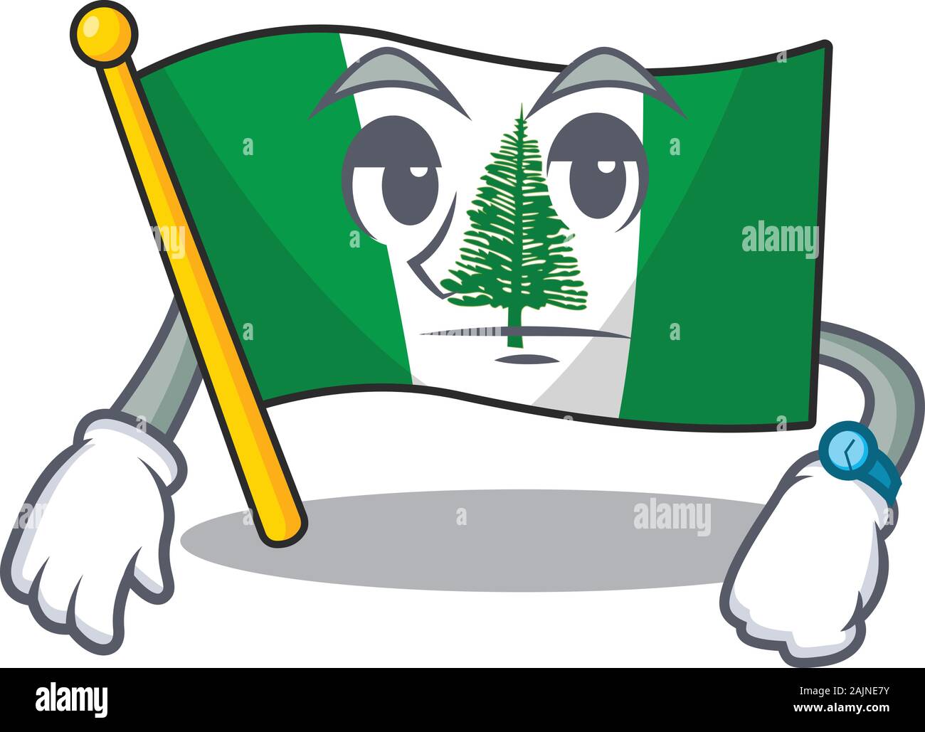 cartoon character design of flag norfolk island on a waiting gesture ...