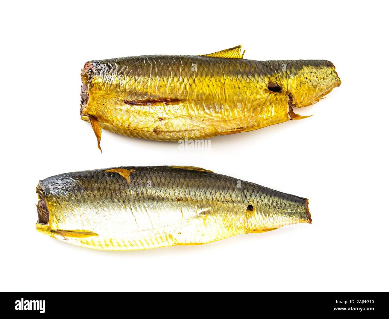 Salted fish on a white background with place for text. Free place. Food ...