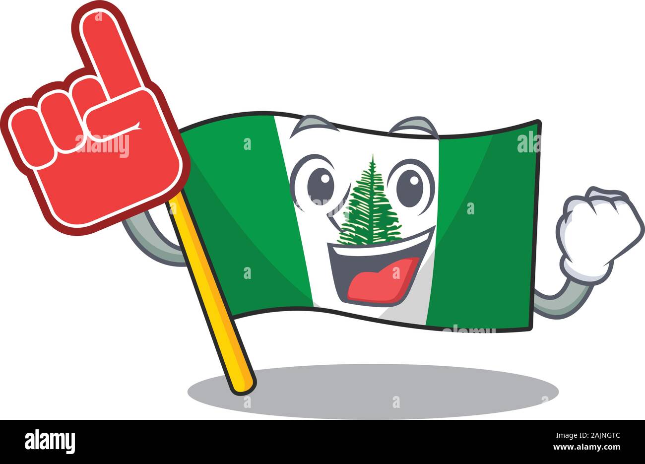 Flag norfolk island mascot cartoon style holding a Foam finger Stock ...
