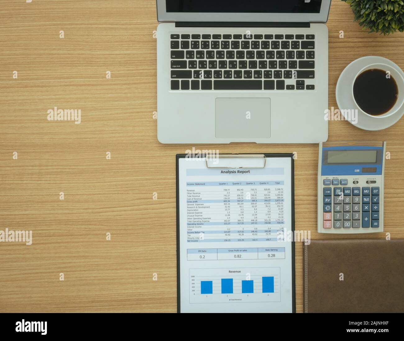 Accountant's Desk with free space for text. top view Stock Photo - Alamy