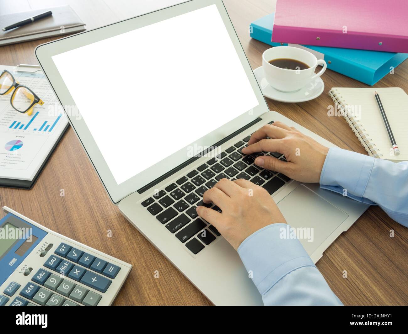 A man data analysis for marketing strategy. free space for text Stock ...