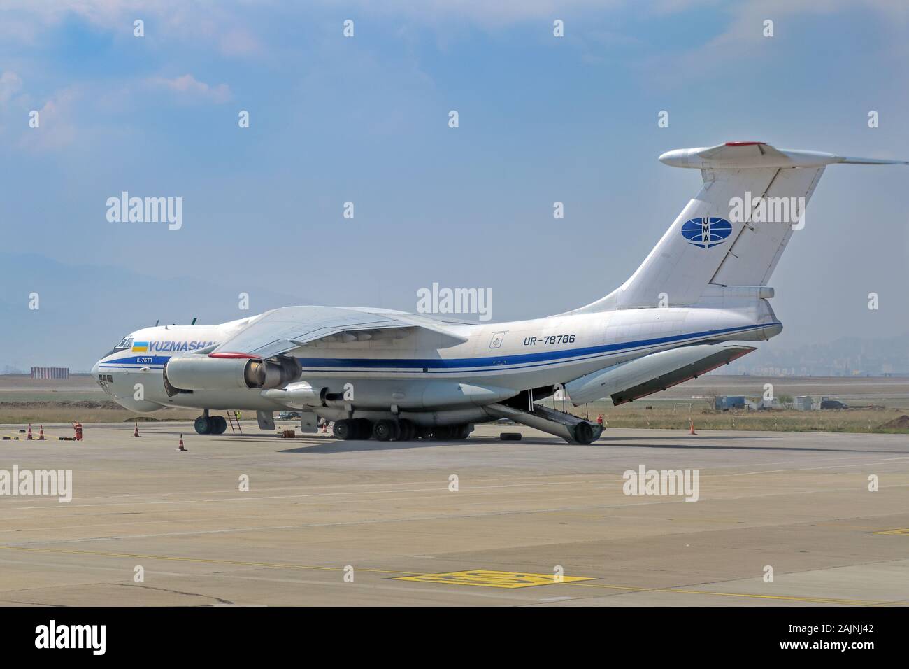 Cargo aircraft Ilyushin IL 76-TD made at plant Yuzhmash, Kharkov on the ...