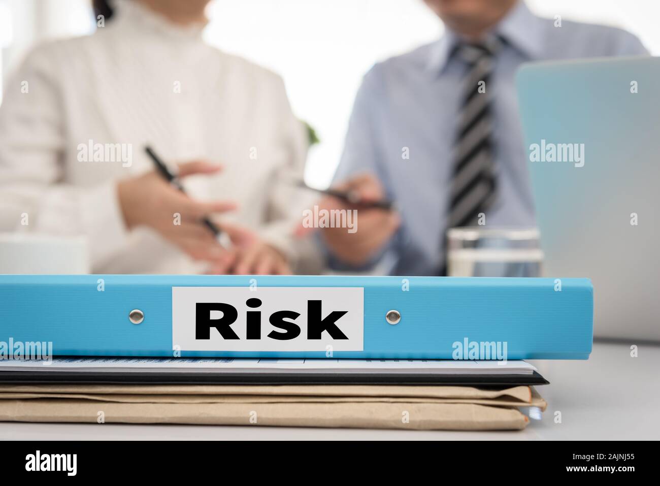 document file risk management on desk office. Protection Concept Stock ...