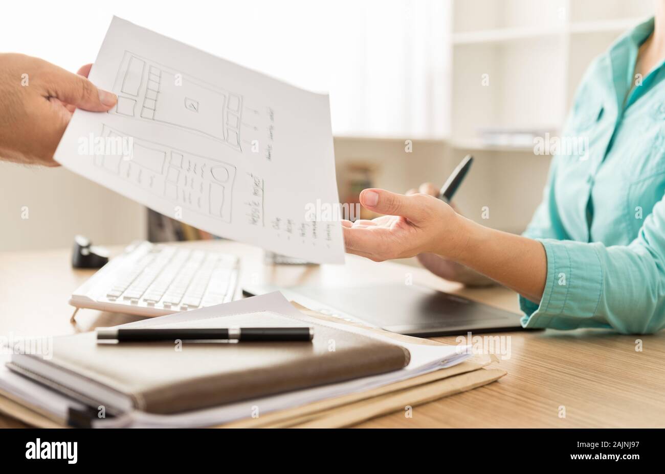 web designer working at office. design concept Stock Photo - Alamy
