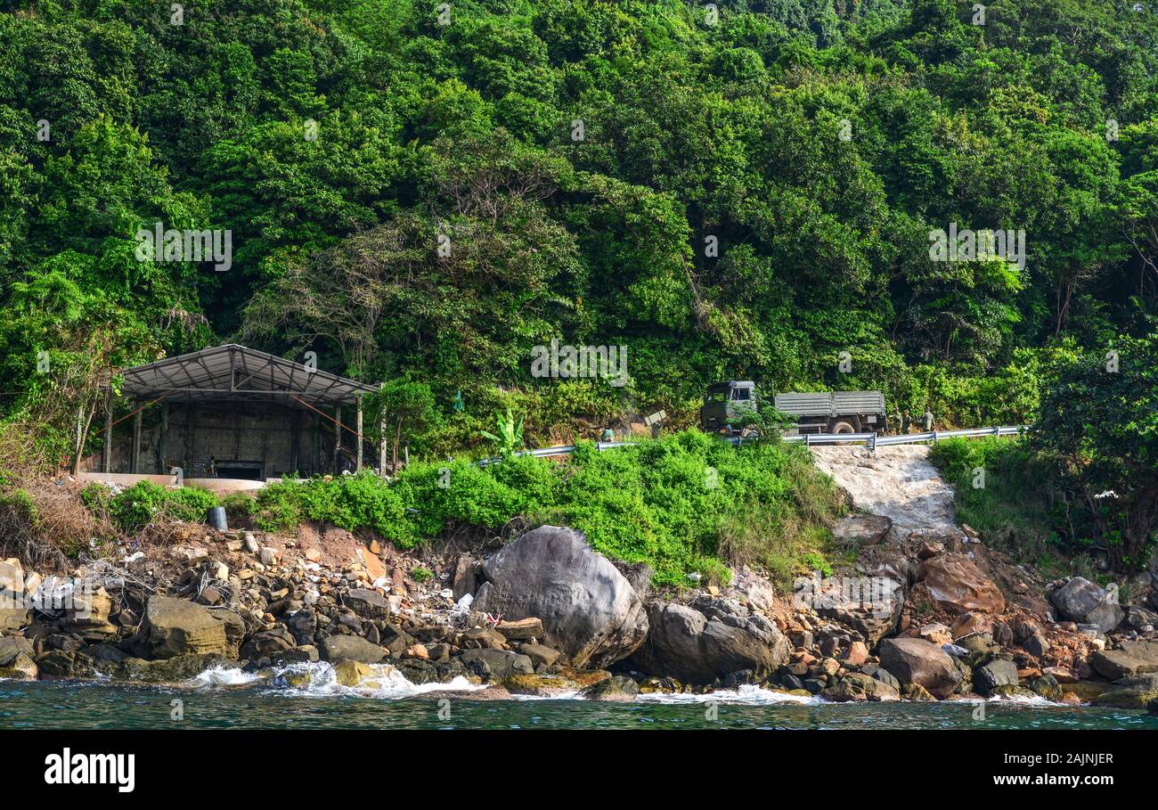 Kien Giang, Vietnam - Dec 10, 2017. Small military base in Tho Chau ...