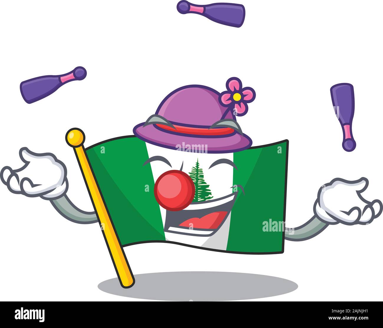 Smart flag norfolk island cartoon character design playing Juggling ...