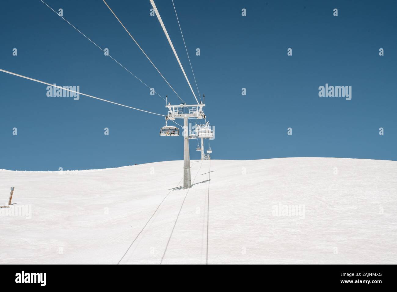 Cableway Ski Lifts. Cable car in the mountains Stock Photo - Alamy