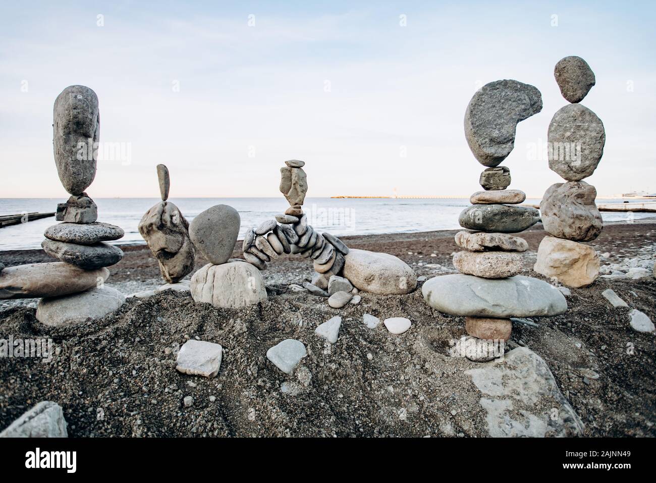 Figures of stones on the beach. Beautiful figures of stones on the ...