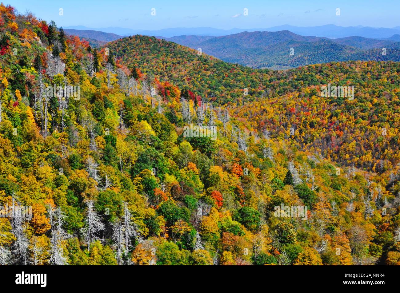 Fall colors in the Appalachian Mountains during autumn at the Blue ...