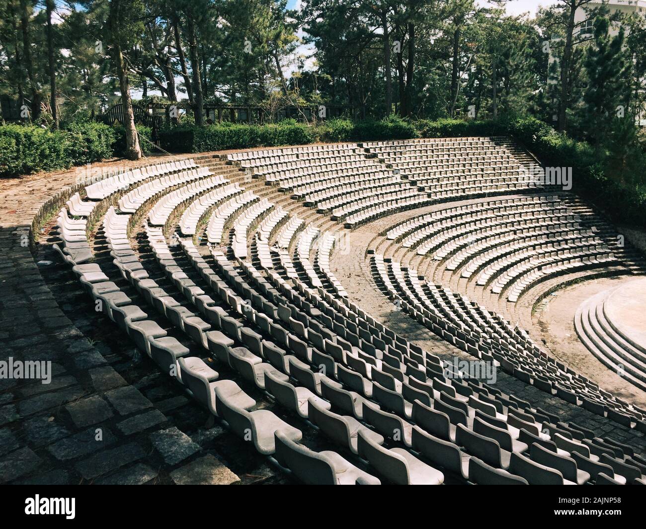 Dalat, Vietnam - Oct 5, 2018. The grandstands of a modern outdoor ...