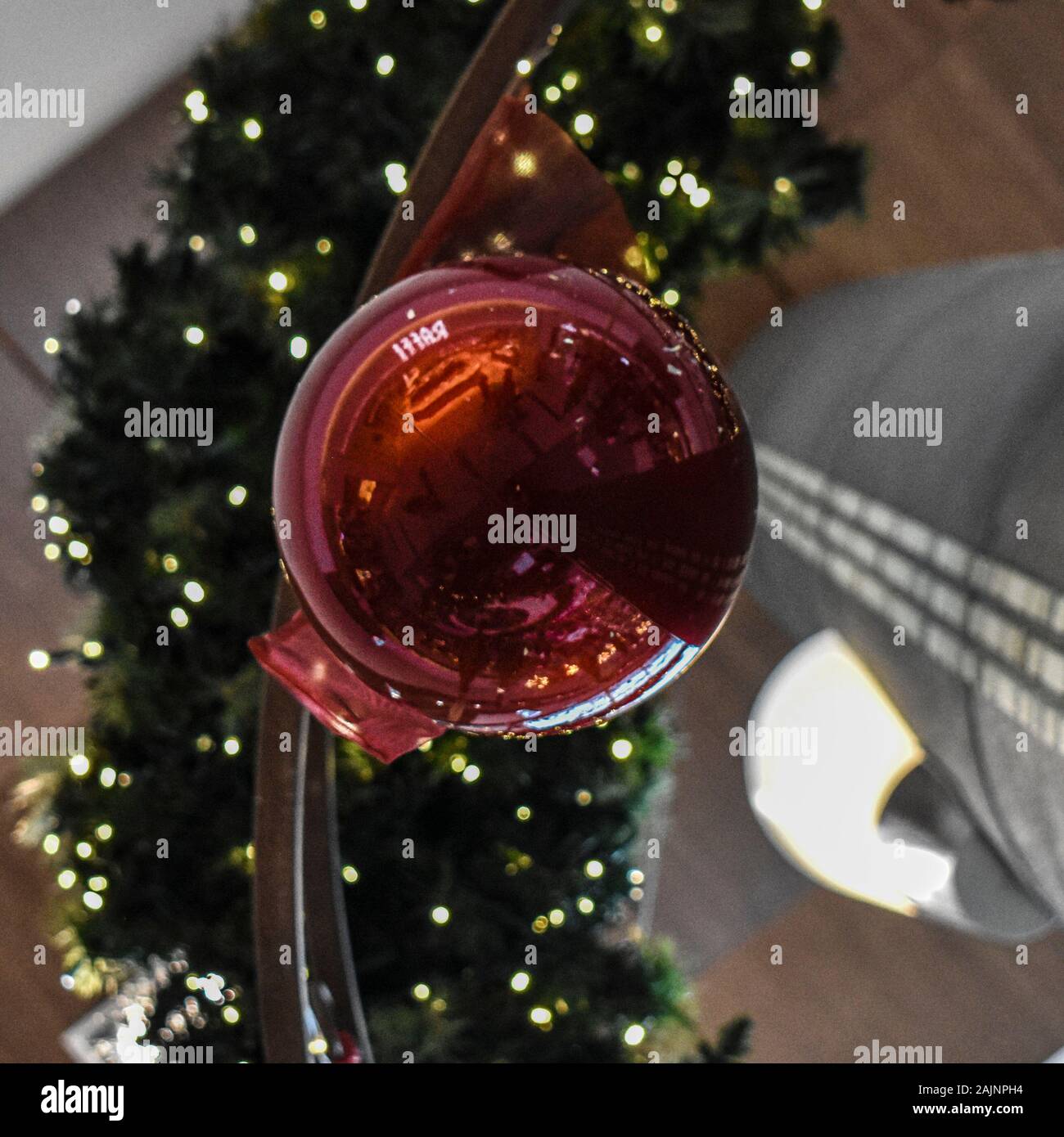 Christmas bulbs hanging from a ring Stock Photo - Alamy