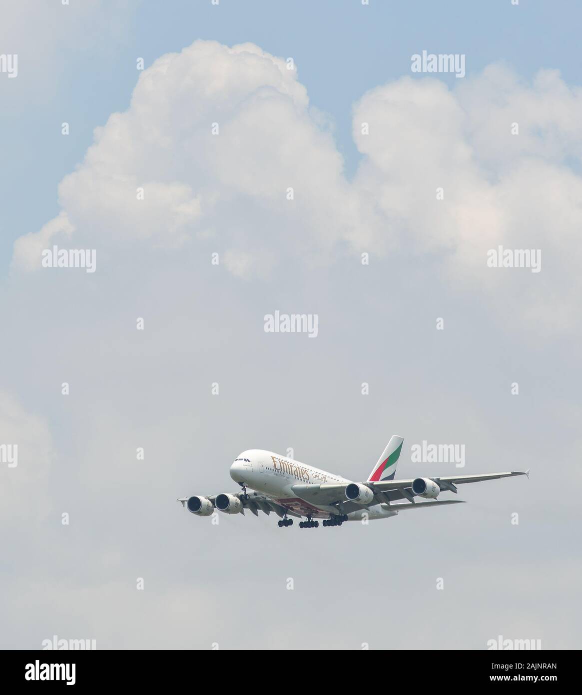 Bangkok, Thailand - Apr 21, 2018. A6-EUY Emirates Airbus A380 landing ...