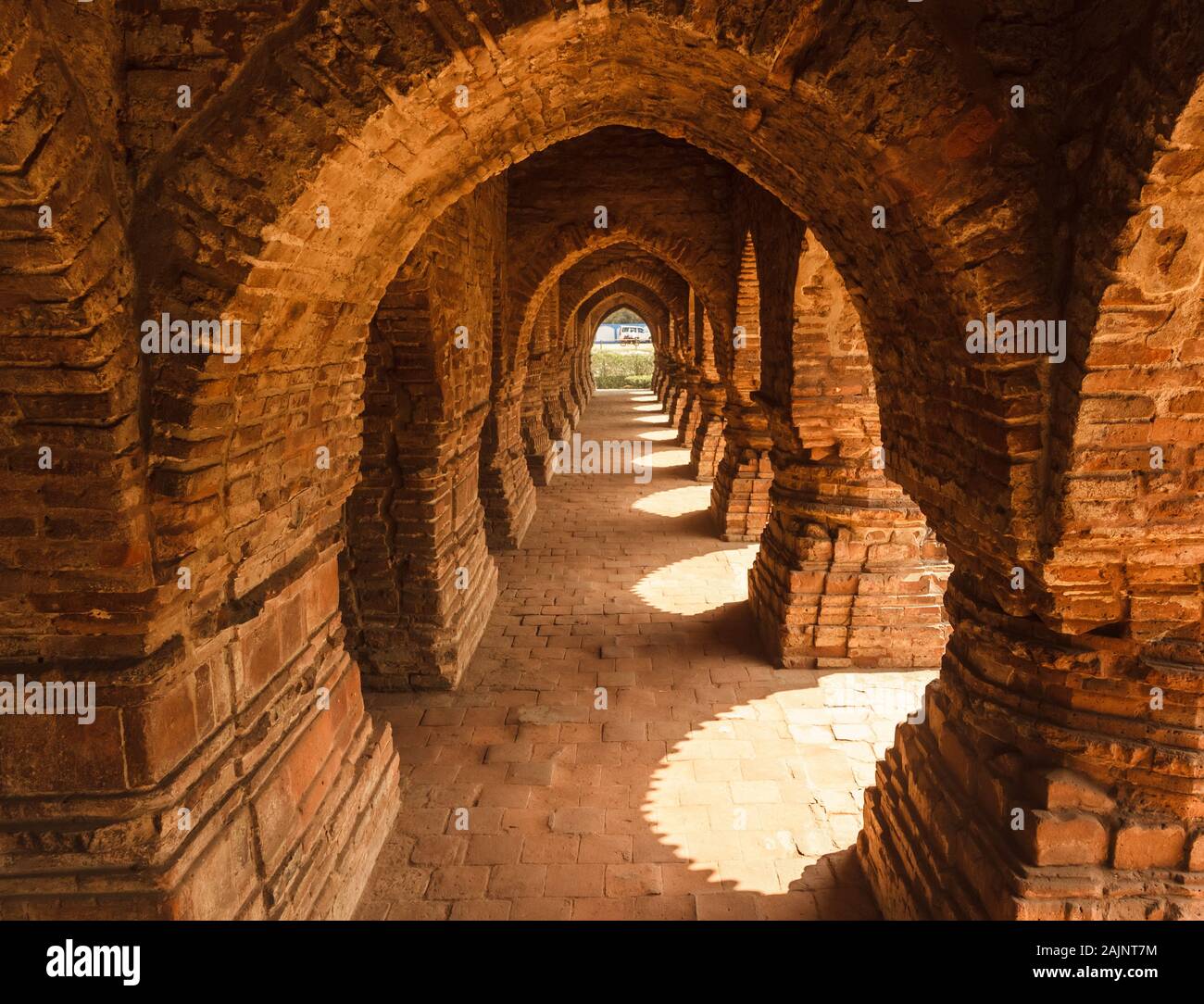 The arched corridors inside the ancient temple of Rasmancha built by ...