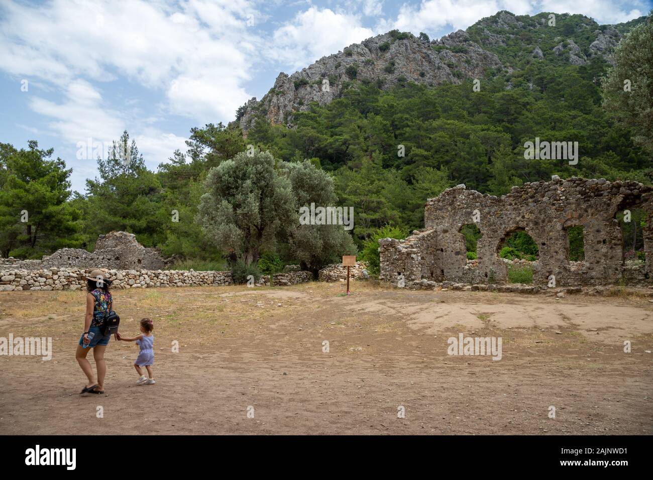 Ruins of the ancient city of Olympos in Cirali village in Antalya ...