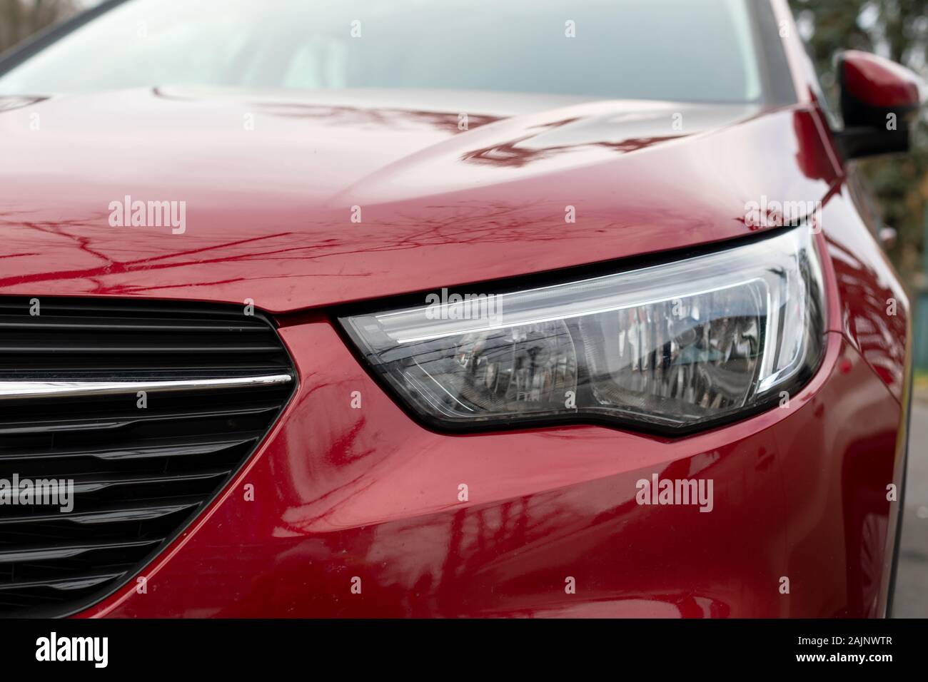 Close up picture of the modern car led headlights Stock Photo - Alamy