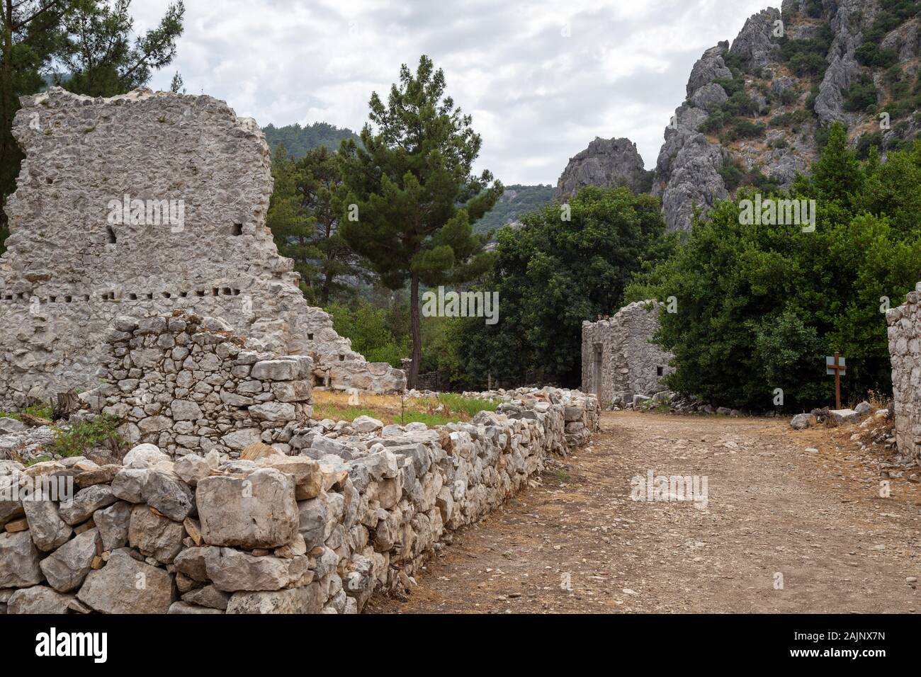 Ruins of the ancient city of Olympos in Cirali village in Antalya ...