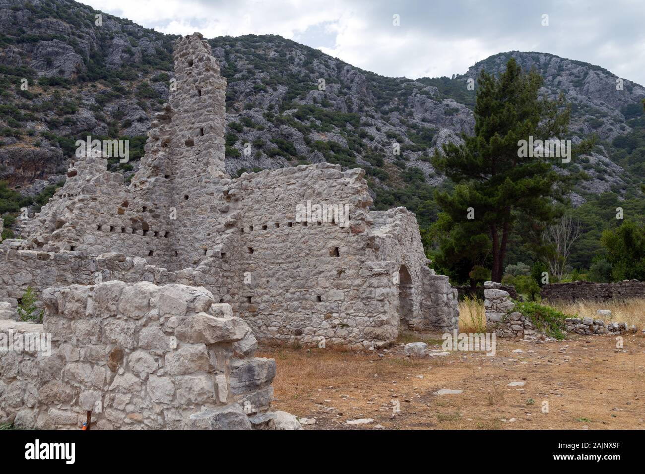 Ruins of the ancient city of Olympos in Cirali village in Antalya ...