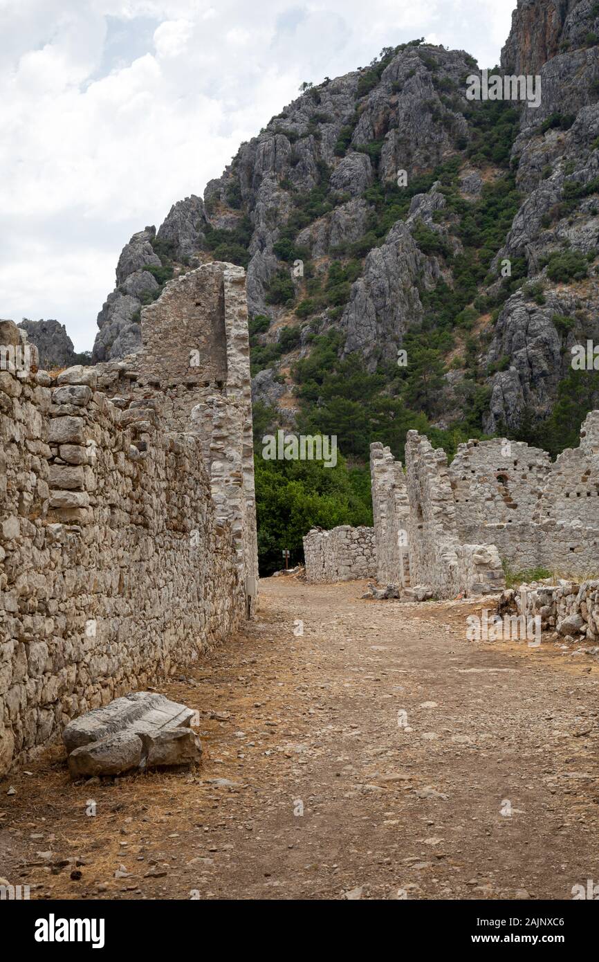 Ruins of the ancient city of Olympos in Cirali village in Antalya ...