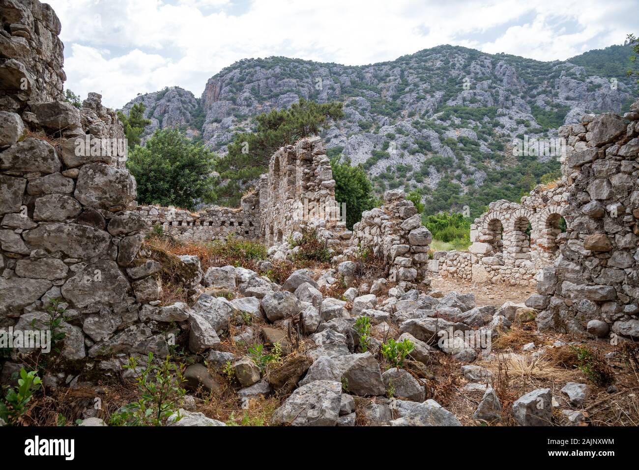 Ruins of the ancient city of Olympos in Cirali village in Antalya ...