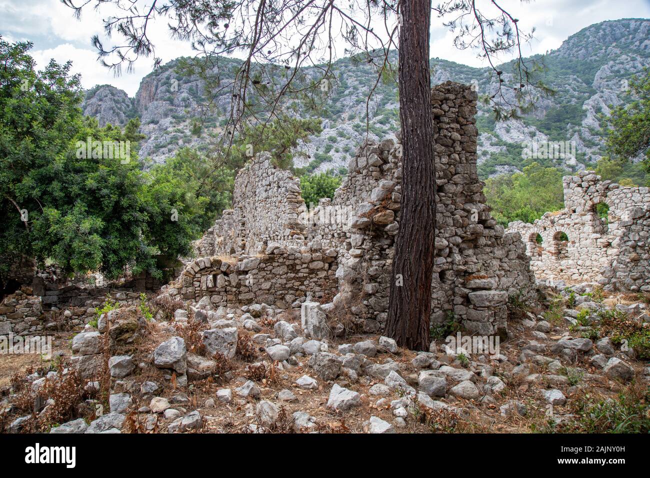 Ruins of the ancient city of Olympos in Cirali village in Antalya ...