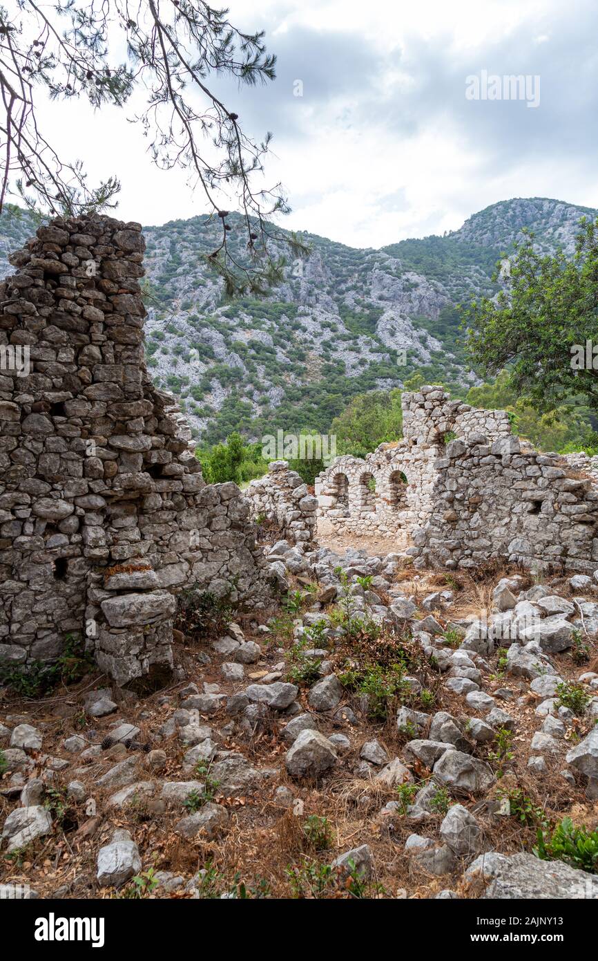 Ruins of the ancient city of Olympos in Cirali village in Antalya ...
