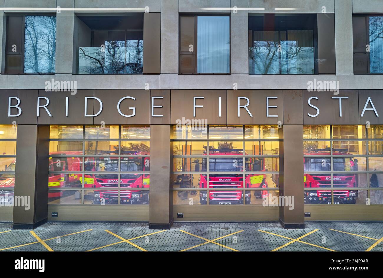 Fire engines parked in the fire station at Cambridge, England Stock ...