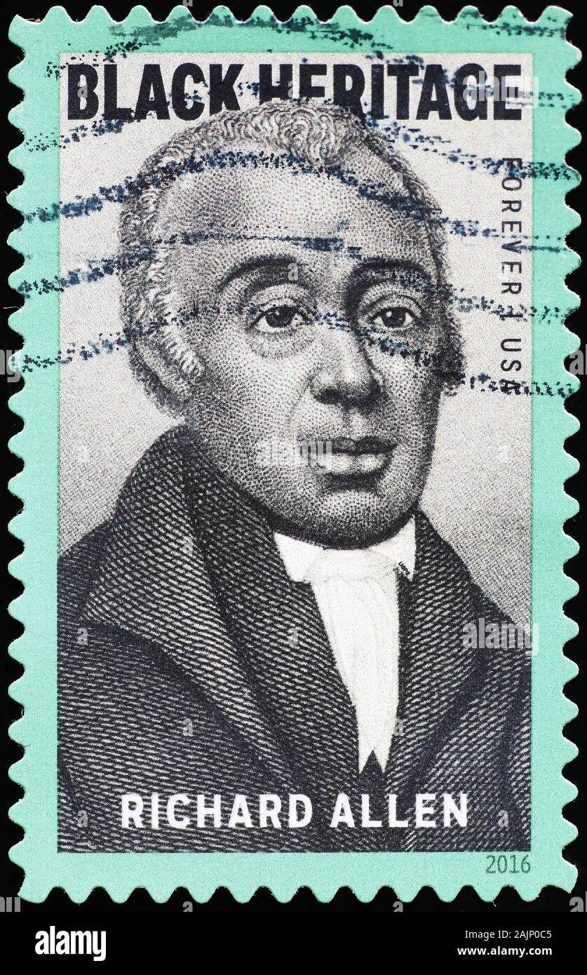 Black heritage, Richard Allen on american stamp Stock Photo - Alamy