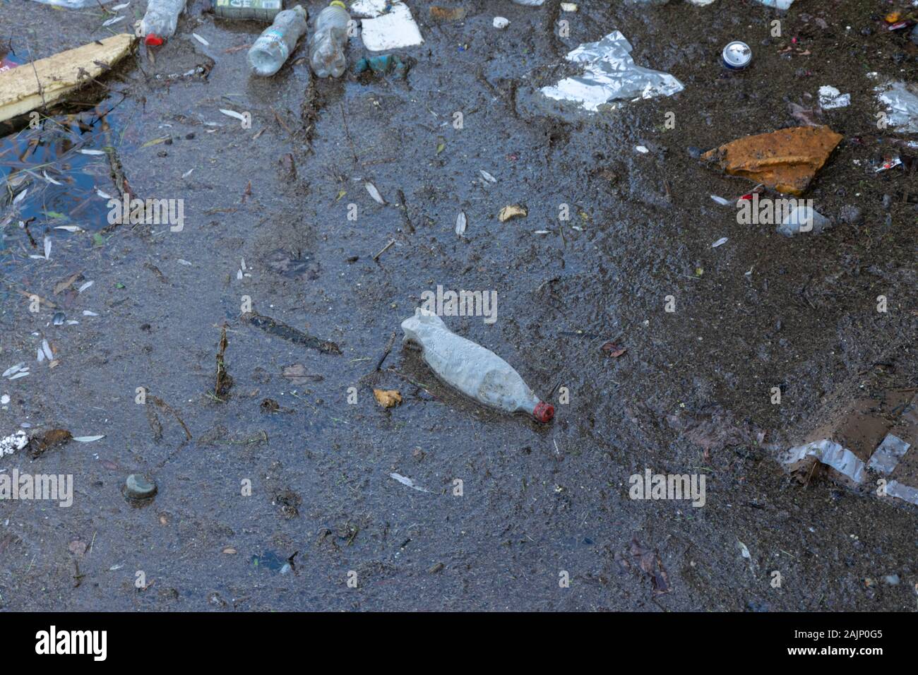 Plastic pollution in nature. Ecology contamination Stock Photo - Alamy