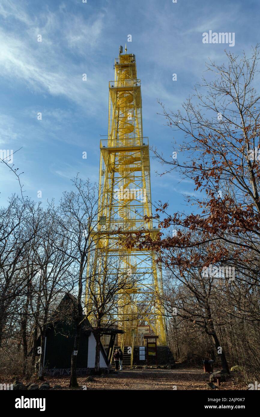 The lookout tower of Sasto near Matrafured, Hungary on a sunny day ...