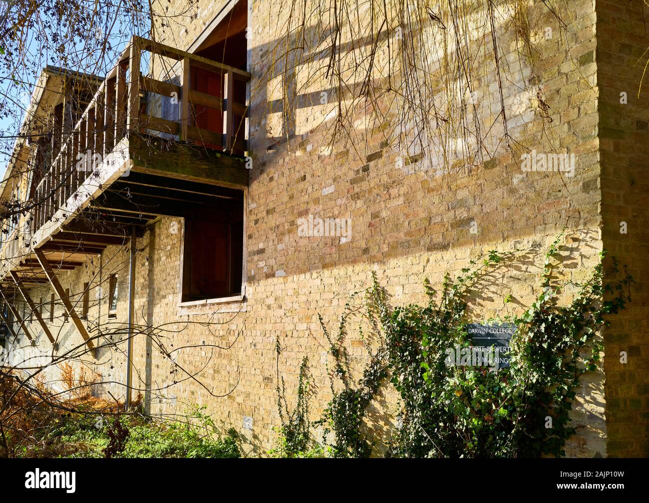 Wall of Darwin college, university of Cambridge, England, next the ...