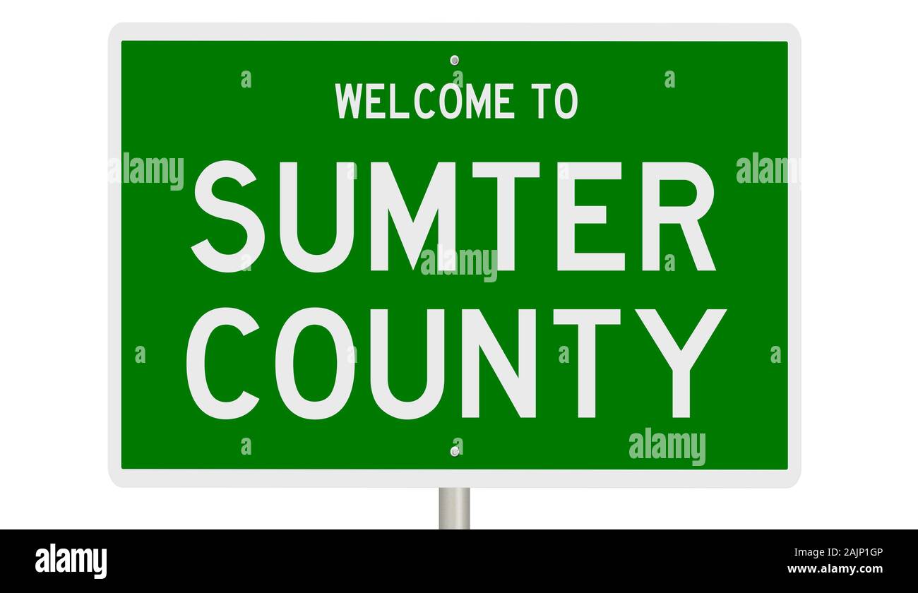 Rendering of a green 3d highway sign for Sumter County Stock Photo - Alamy
