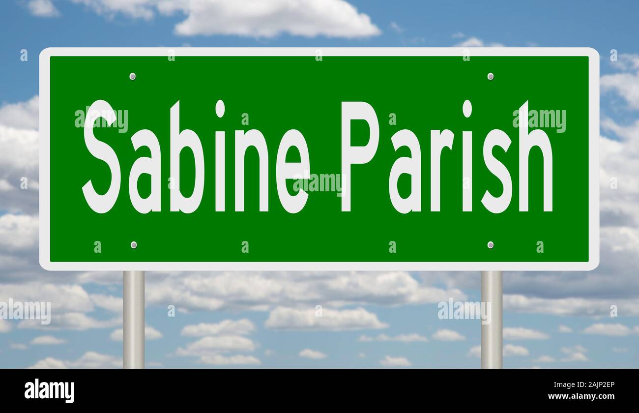 Rendering of a green 3d highway sign for Sabine Parish in Louisiana ...