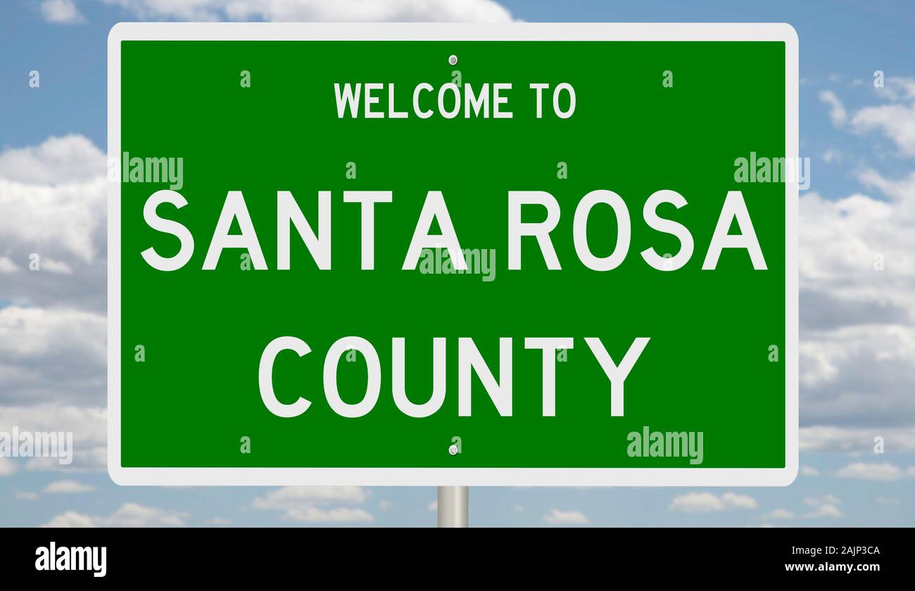 Rendering of a green 3d highway sign for Santa Rosa County Stock Photo ...